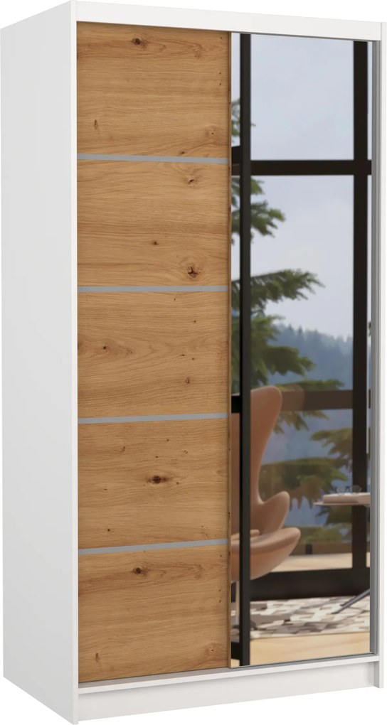 ADRK Furniture Posuvná skříň se zrcadlem ORLANDO 100 ADRK-SW-ORL-W-ART-100