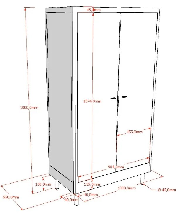 Dětská šatní skříň z dubového dřeva v přírodní barvě 100x190x55 cm Forrest – Vipack
