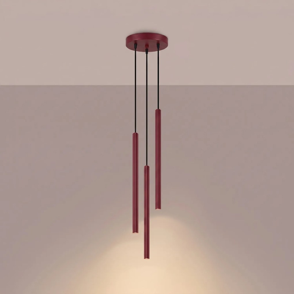 Sollux Lighting Závěsné svítidlo ARCHE 3P bordó