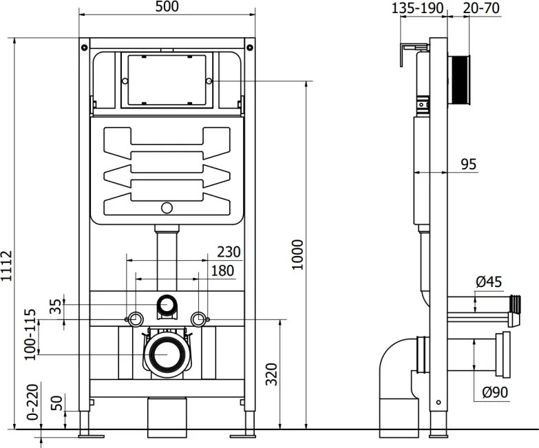 Mexen Fenix Slim, podomítkový modul a závěsné WC Lena, černá matná, 6103322XX85