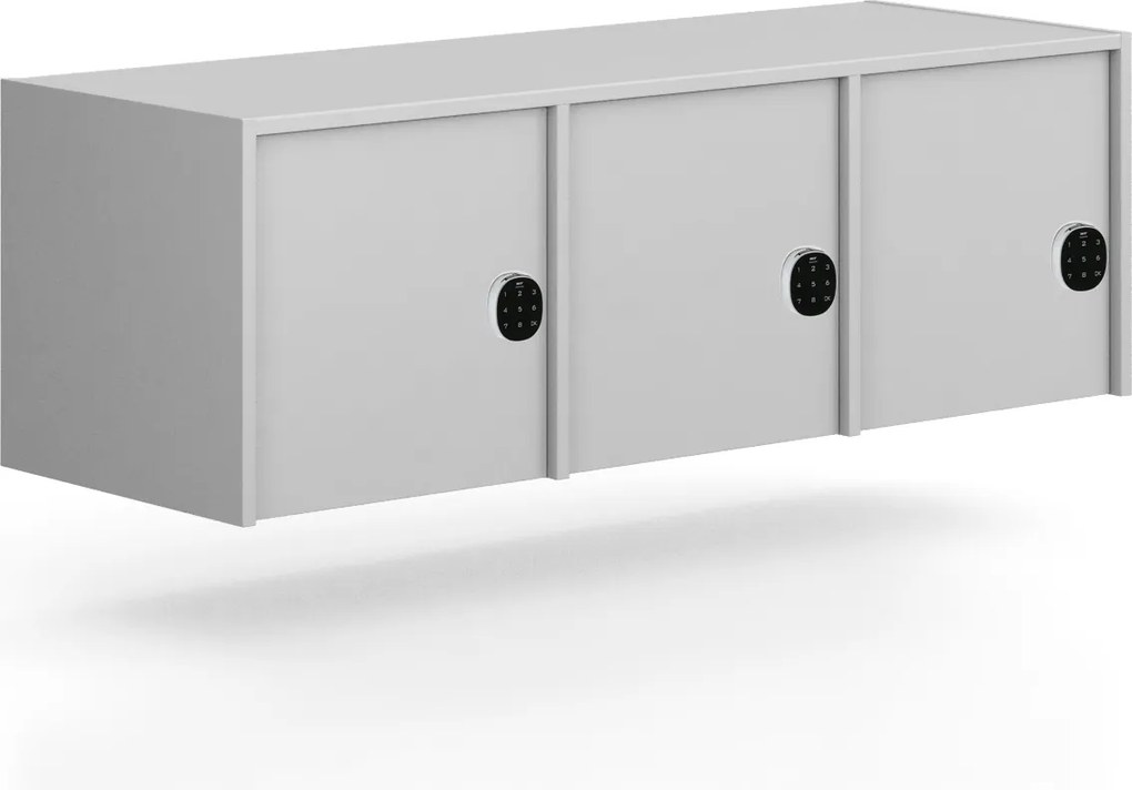 Nástavba pro skříně FRAME, 3x dveře, 1299 x 450 x 427 mm, kódový zámek, šedá