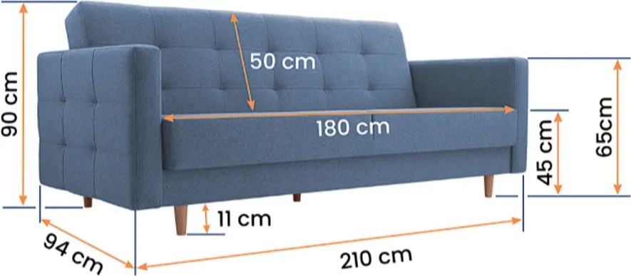 IDZ Rozkládací pohovka GODIVO, 210 cm Barva látky: Světle šedá (Norn 07)