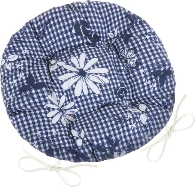 Bellatex Sedák DITA kulatý prošívaný Modrá 40 cm, (průměr)