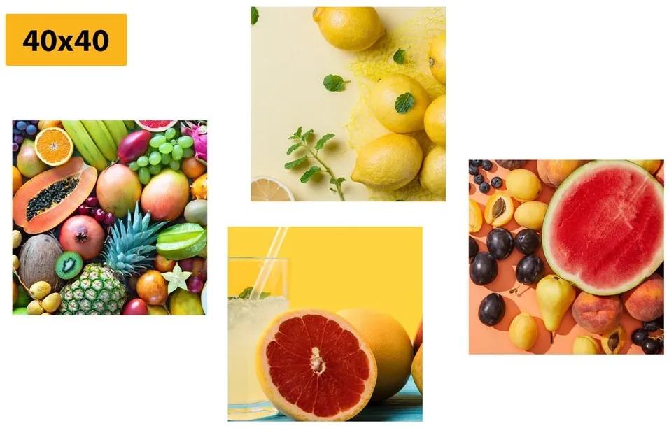 Set obrazů pestré ovoce - 4x 60x60 cm
