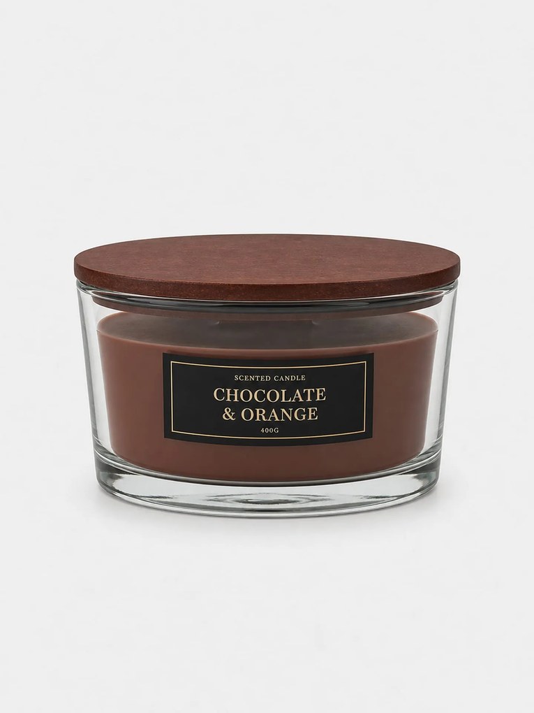 Sinsay - Vonná svíčka s dřevěným knotem Chocolate & Orange - hnědá