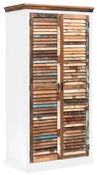 furniture-nabytek.cz - Masivní šatní skříň Perth z recyklovaného dřeva, lakovaná, bílá / barevná – 90×60×180 cm