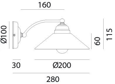 Il Fanale Tabia, nástěnné svítidlo z mosazi a bílého skla, 1x10W LED E14, délka 28cm