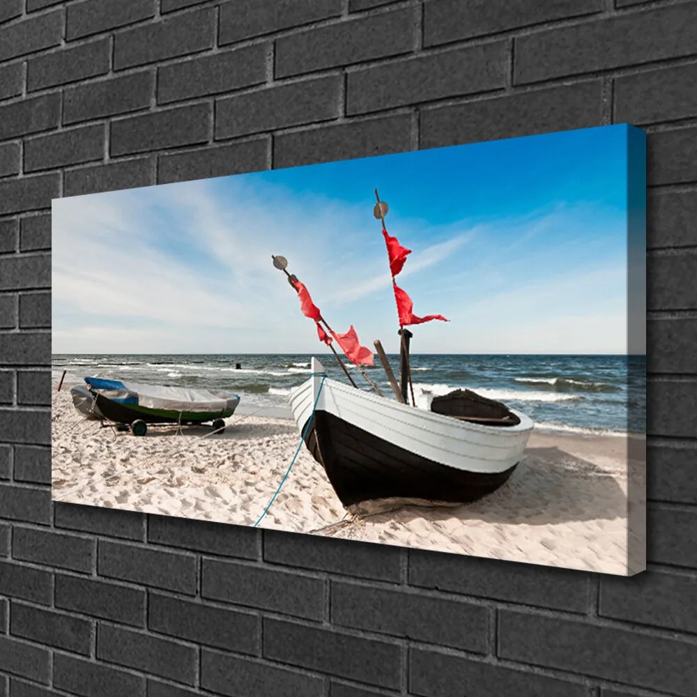 Obraz na plátně Loďka Pláž Krajina 140x70 cm