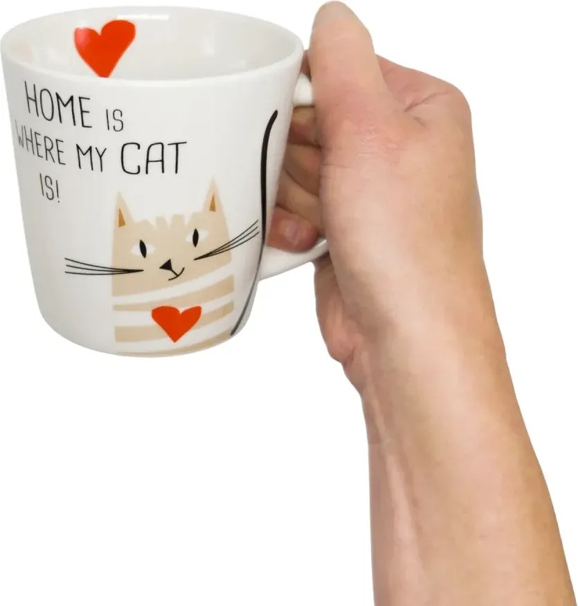 Porcelánový hrnek Home is where my cat is, 400 ml – dárek pro milovníky koček