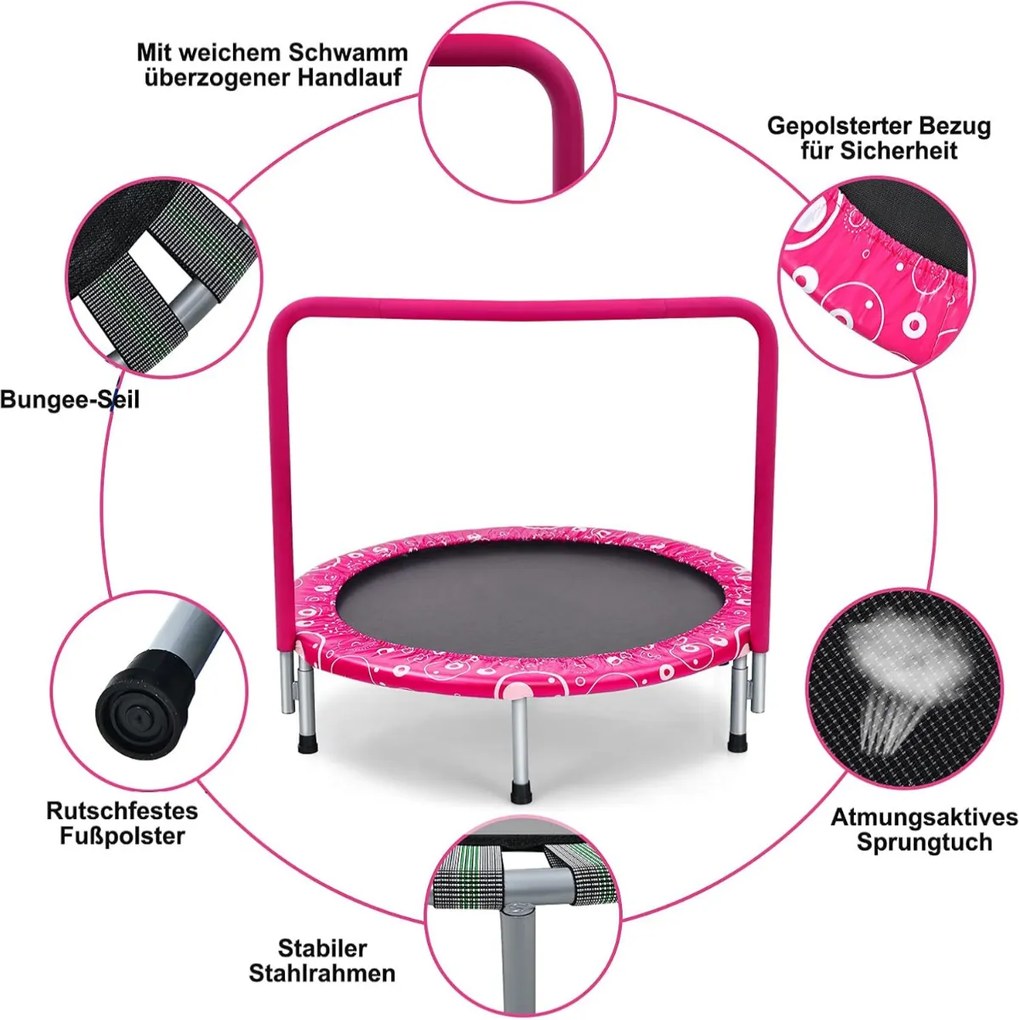 Costway Φ92 cm dětská trampolína mini trampolína s rukojetí skládací trampolína