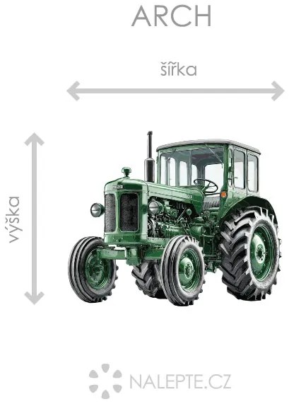 Retro traktor textilní přelepitelná samolepka na zeď arch 46 x 38 cm