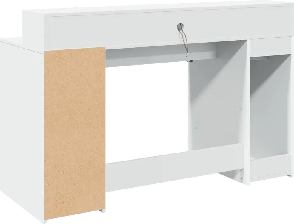Psací stůl s LED světly bílý 140 x 55 x 91 cm kompozitní dřevo 3309420