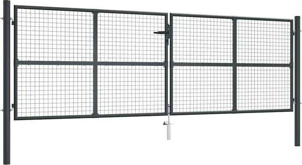 Pletivá zahradní branka pozinkovaná ocel 400 x 125 cm šedá 145778