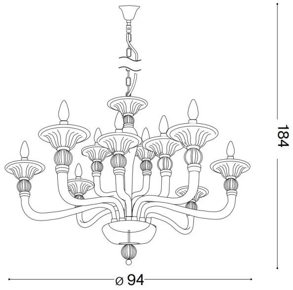 Ideal Lux - Lustr na řetězu DANIELI 12xE14/40W/230V pr. 94 cm čirá