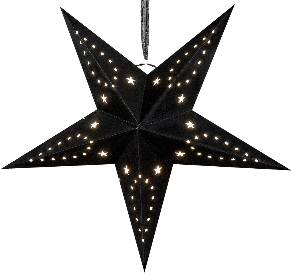 Sada 2 závěsných sametových hvězd s LED 60 cm černé MOTTI Beliani