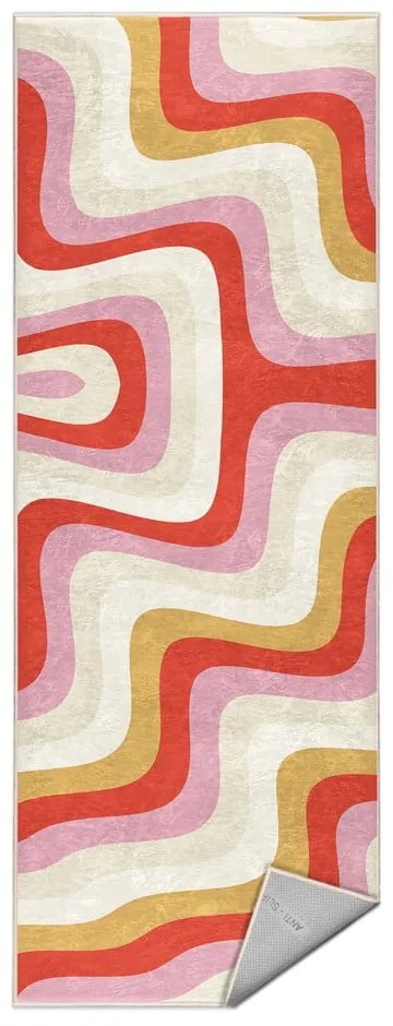 Žlutý/růžový pratelný běhoun 80x200 cm Creamy Raspberry Swirl – Mila Home