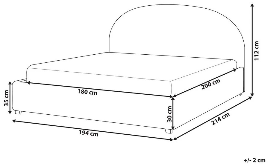 Buklé postel s úložným prostorem a taburetem 180 x 200 cm béžová VAUCLUSE Beliani
