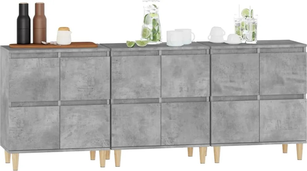 Příborníky 3 ks betonově šedé 60 x 35 x 70 cm kompozitní dřevo 3185771