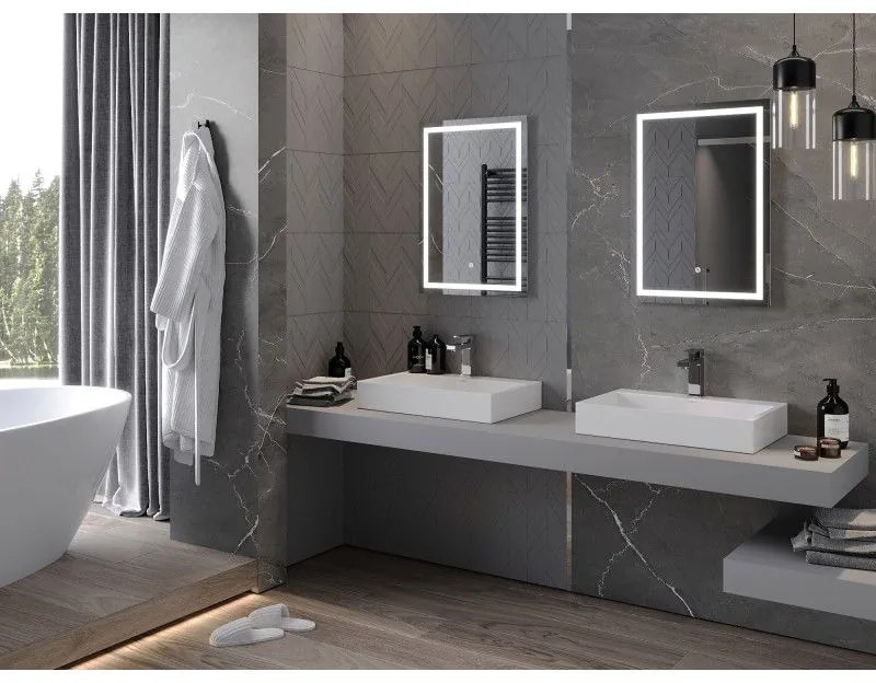 Mexen Miko, LED koupelnové zrcadlo s podsvícením 50 x 70 cm, 6000K, ochrana proti zamlžování, 9819-050-070-611-00