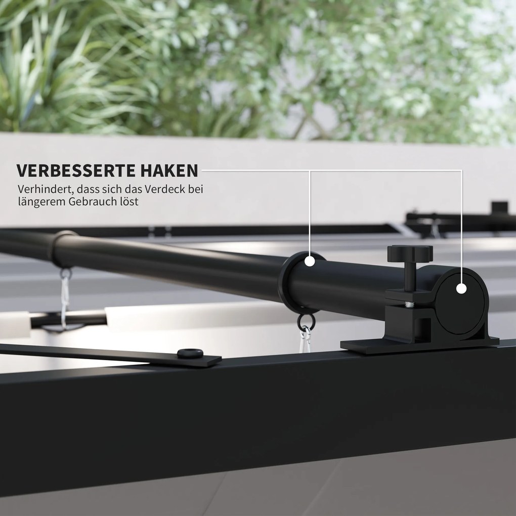 Pergola cca 3x3 m Volně stojící zastřešení terasy s posuvnou střechou, magnetická podložka, 8 cm sloupek odolný proti UV záření