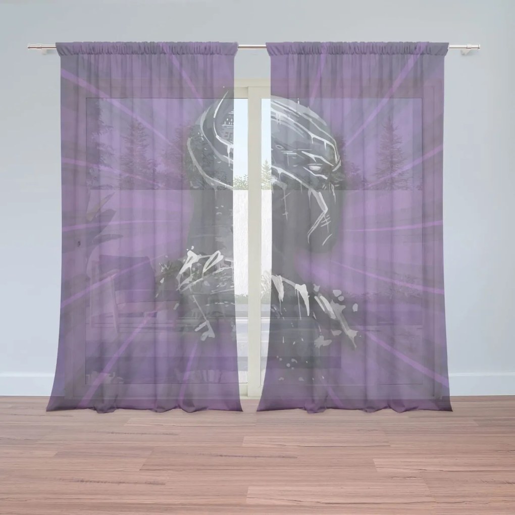 Sablio Záclony BLACK PANTHER z profilu Fialový: 2ks 150x250cm