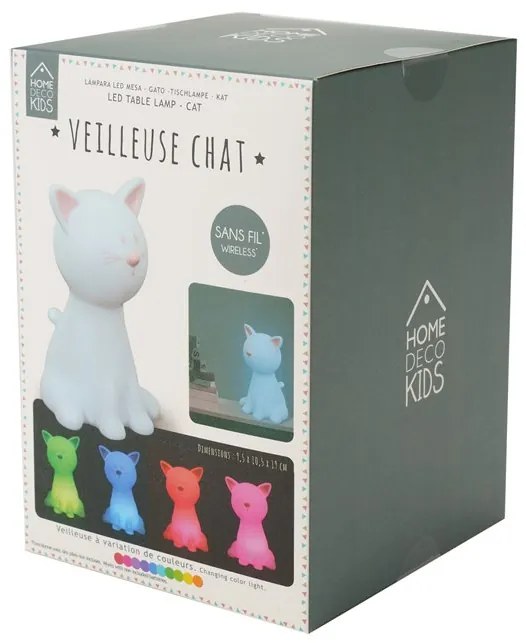 LED dětské noční světlo CATTY 19cm, bílá