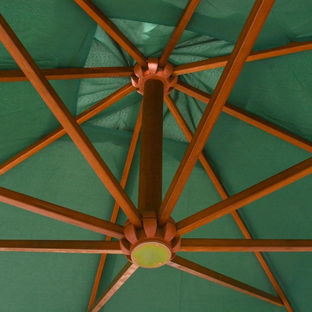 vidaXL Závěsný slunečník s tyčí 3 x 3 m masivní jedlové dřevo [42967] Barva: Zelená