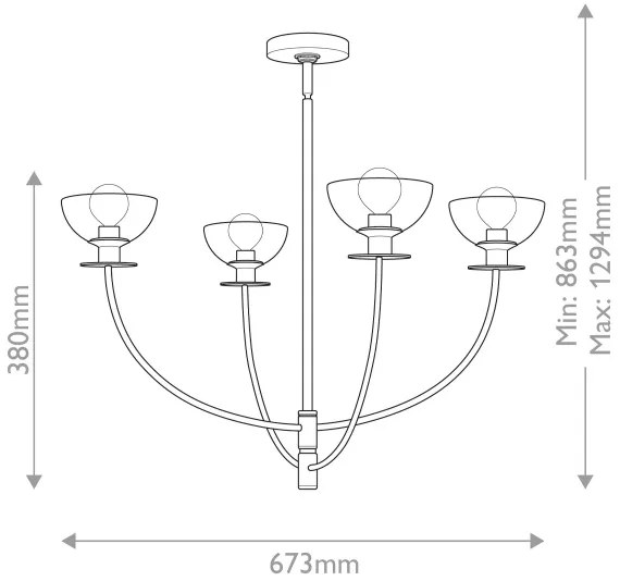 Alora Mood ALM-SYLVIA4-BK-CL - Lustr na tyči SYLVIA 4xE14/40W/230V černá