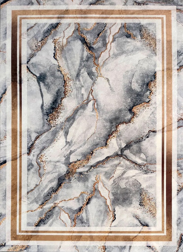 BE Koberec Porte 2001 GREY GOLD - šedozlatý obdélníkový Rozměr: 50x80 cm