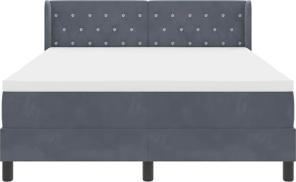 Postel s boxspringem s čelo Tmavě šedá 190 x 140 cm samet 3341409