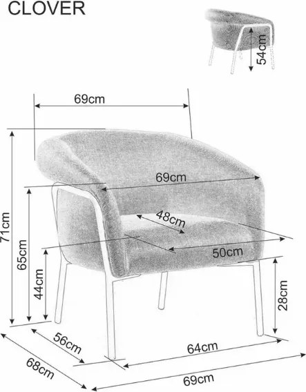 Designové křeslo CLOVER BREGO, hořčicové