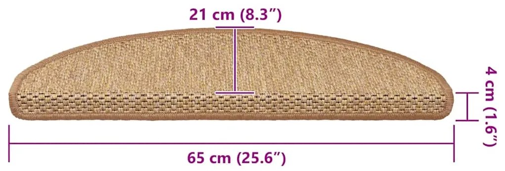 vidaXL Marketos Samolepicí nášlapy na schody vzhled sisal 15 ks 65x21x4cm sisal
