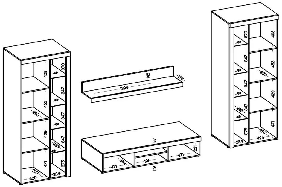 Obývací stěna Flamenco XL, dub sonoma