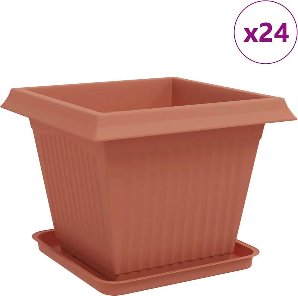 Květináče 24 ks Cihlově červená Plast 3403310