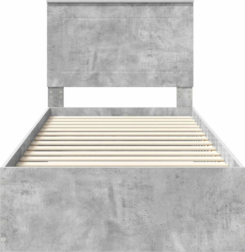Rám postele s čelo Betonově šedá 90 x 200 cm Kompozitní dřevo 3409706