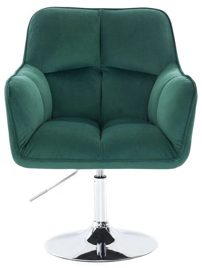 LuxuryForm DESIGN Otočné křeslo AMALFI VELUR na stříbrném talíři - zelené
