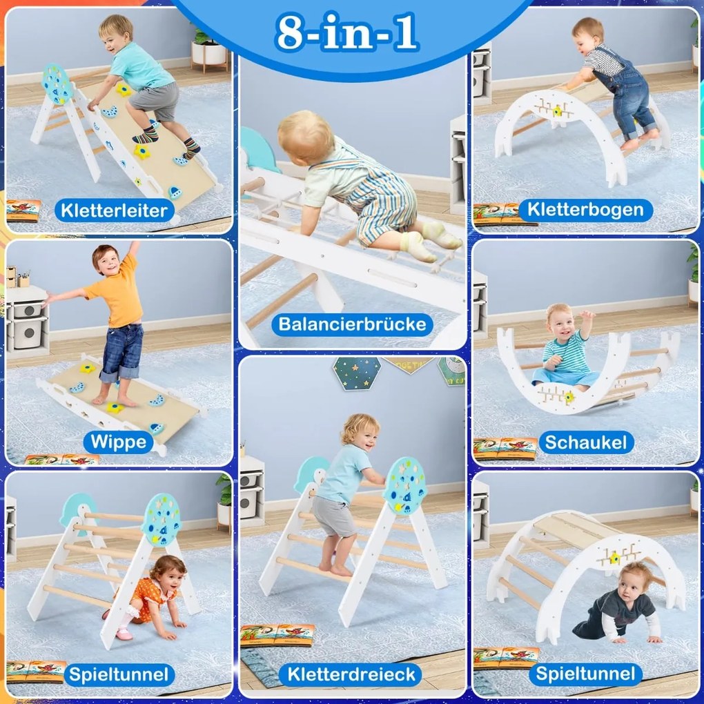 Costway 9 v 1 Montessori prolézačka sada s lezeckým obloukem