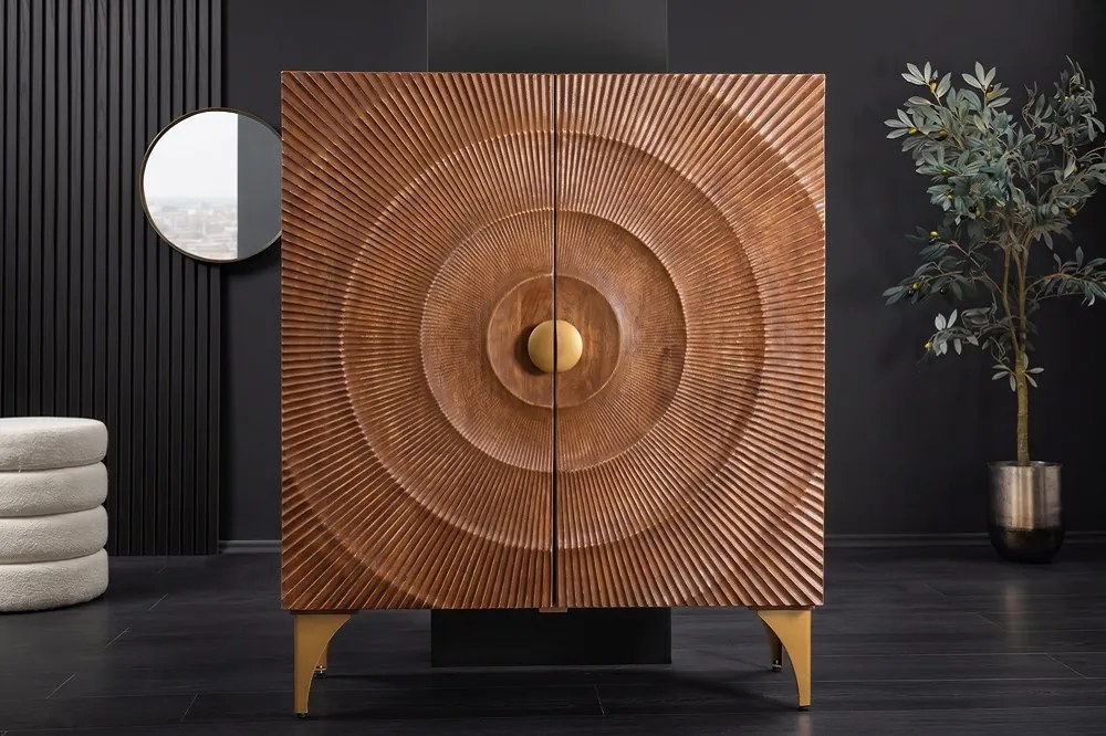 Designová vysoká komoda Venetia 120 cm hnědé mango