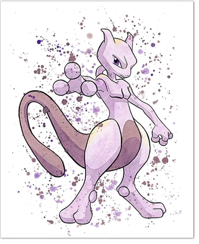 Obraz s motivem Pokémon - 4 rozměry Rozměr: 13x18 cm, Varianta: Mewtwo