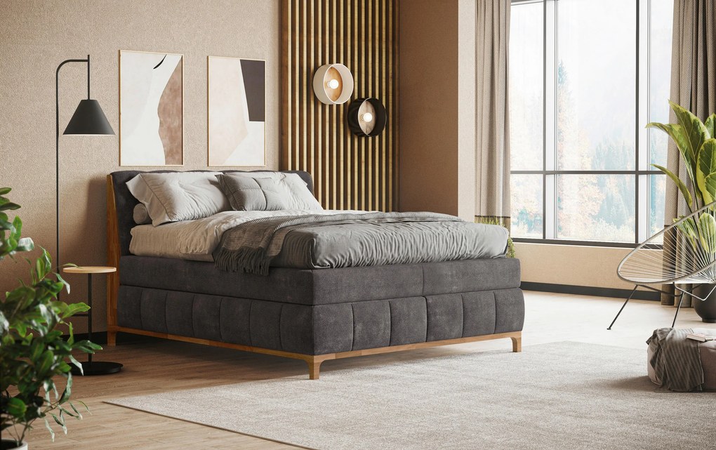 XXXLutz POSTEL BOXSPRING, 180/200 cm, tmavě šedá Livetastic - Manželské postele - 000840004719