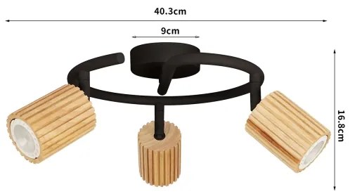 Brilagi - Bodové svítidlo MODERN WOOD 3xGU10/8W/230V kaučukovník/černá