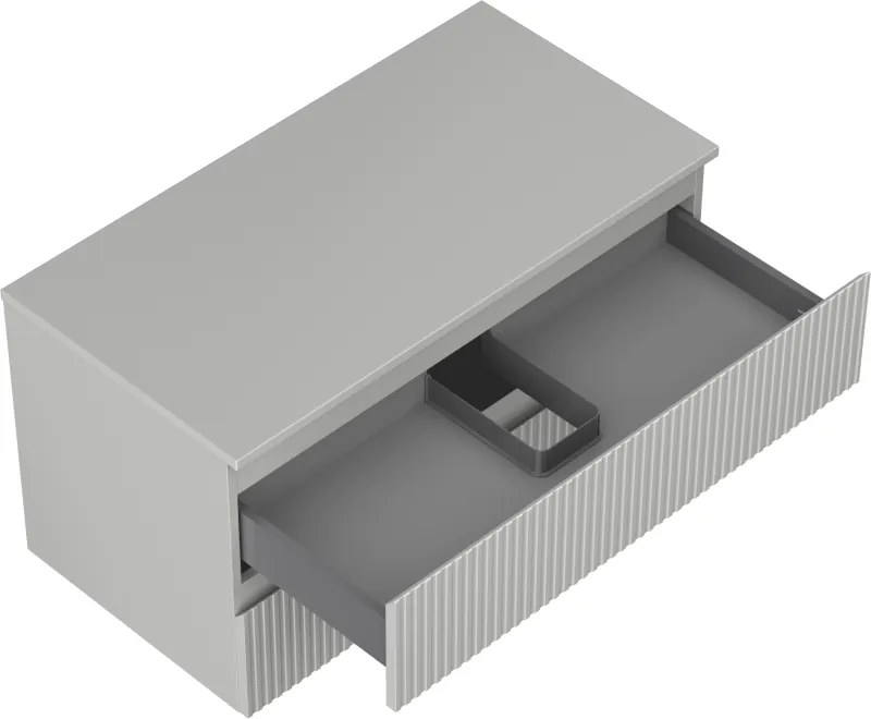 Mexen Rivel, koupelnová skříňka 90 cm s pracovní deskou, 2 zásuvky, drážkovaná, matná šedá, 91A20-09047-2-BFFC62