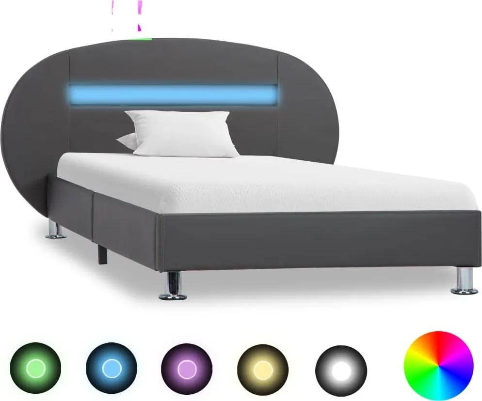 vidaXL Rám postele s LED světlem umělá kůže 90 x 200 cm [285438] Barva: Černá