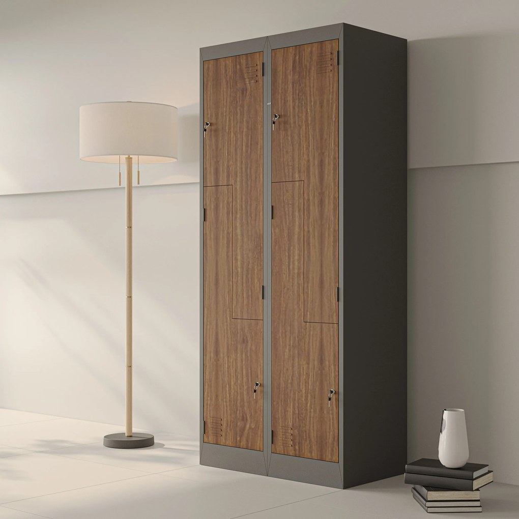 Šatní skříň typu L se 4 komorami, antracit/ořech, 800x1850x450 mm: JULIA Eco Design