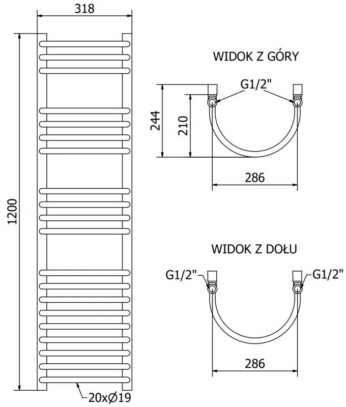 Mexen Eros koupelnový radiátor 1200 x 318 mm, 419 W, Bílá - W112-1200-318-00-20