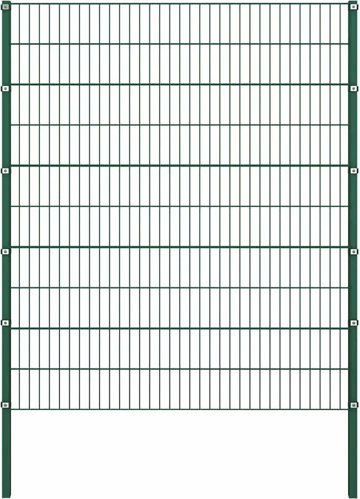Plotový panel se sloupky železný 176,5 x 200 cm zelený 144936