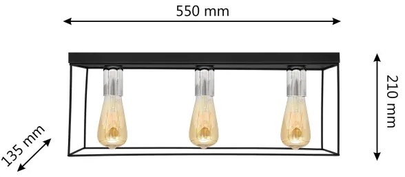 Stropní svítidlo FINN 3xE27/15W/230V černá/chrom