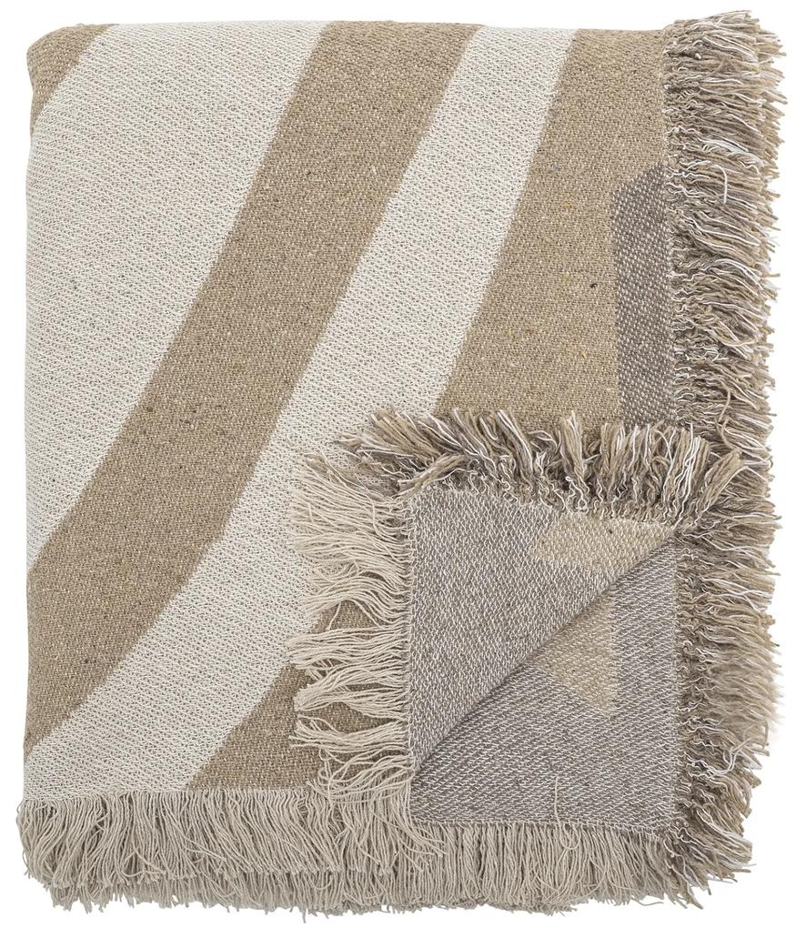 Bloomingville Přehoz z recyklované bavlny Orinoco 160 x 130 cm, béžová barva, textil