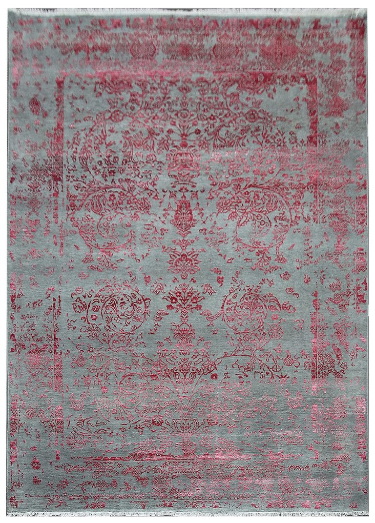 Diamond Carpets India, Ručně vázaný kusový koberec Diamond DC-JK ROUND Silver/pink, 180x275, růžová, chodba / předsíň