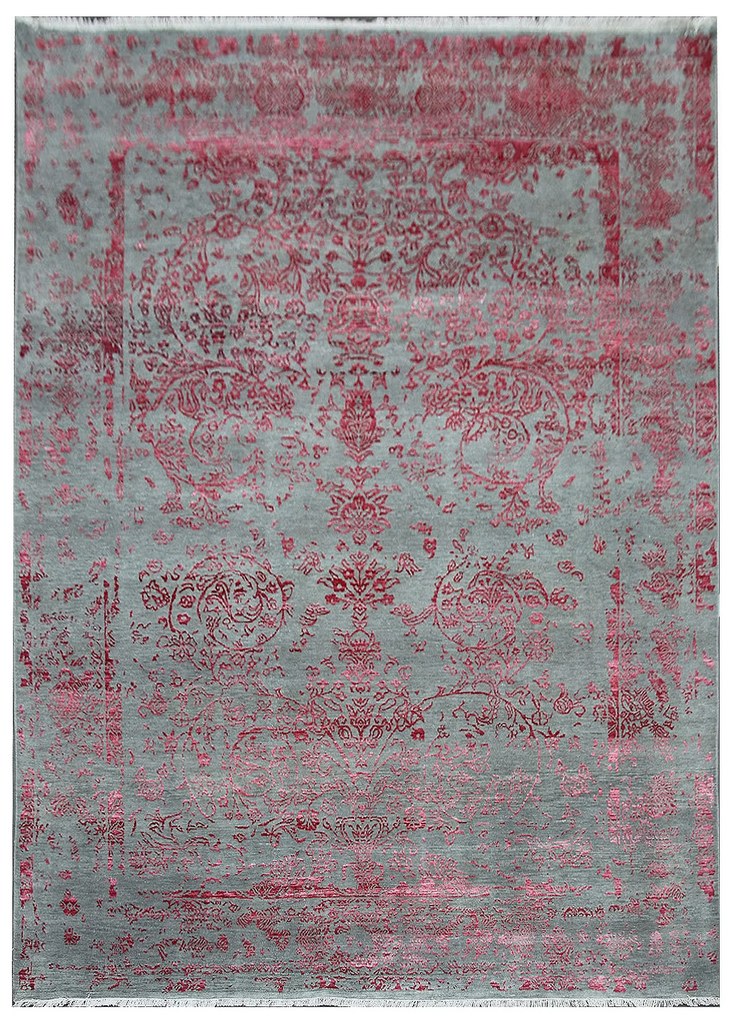 Diamond Carpets koberce Ručně vázaný kusový koberec Diamond DC-JK ROUND Silver/pink - 120x170 cm
